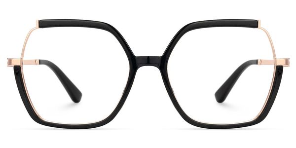 Alexia Mixed-Materials Square Black Frame Glasses | Zeelool