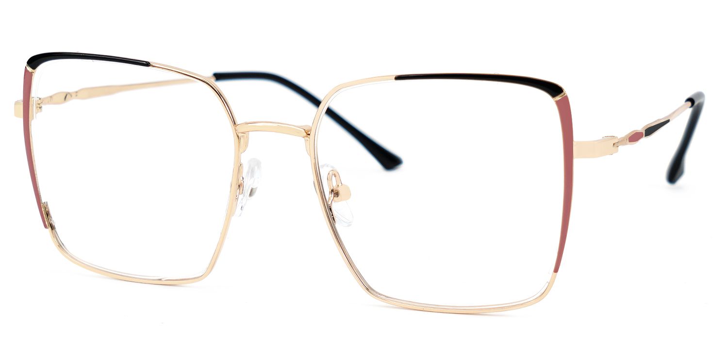 Baez Metal Red and Black Glasses Frames with Square Shape | ZEELOOL Canada