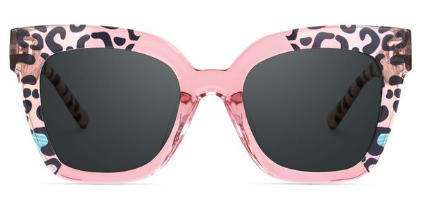 Malcolm Pink Leopard Print Sunglasses for Women Square Frame