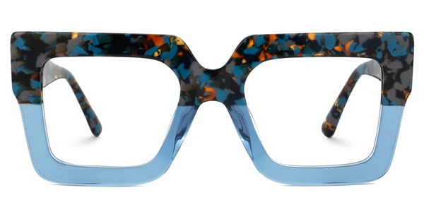 Brandon Blue Square Glasses with Chunky Acetate Frames