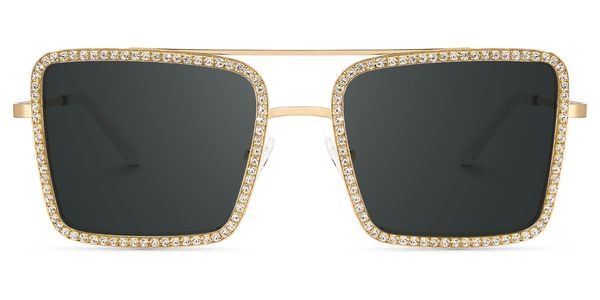 Diva Frame Glasses, Gold Glitter Sparkle Square Sunglasses