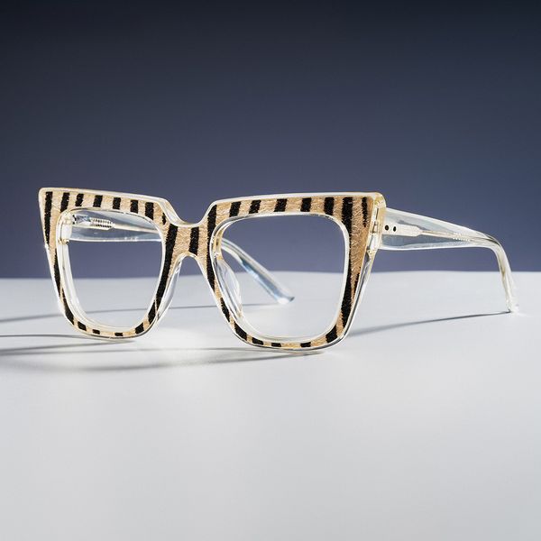 Tiger Print Glasses Frames With Clear Temple