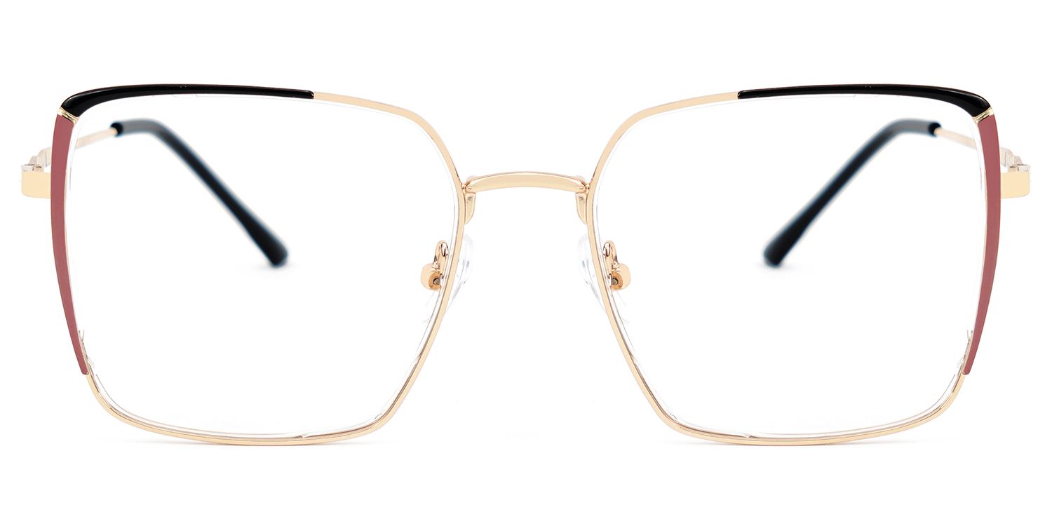 Baez Metal Red and Black Glasses Frames with Square Shape | ZEELOOL Canada