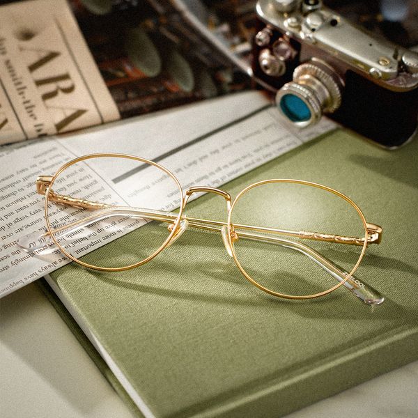 Ian Gold Frame Glasses with Round Frame Online | ZEELOOL