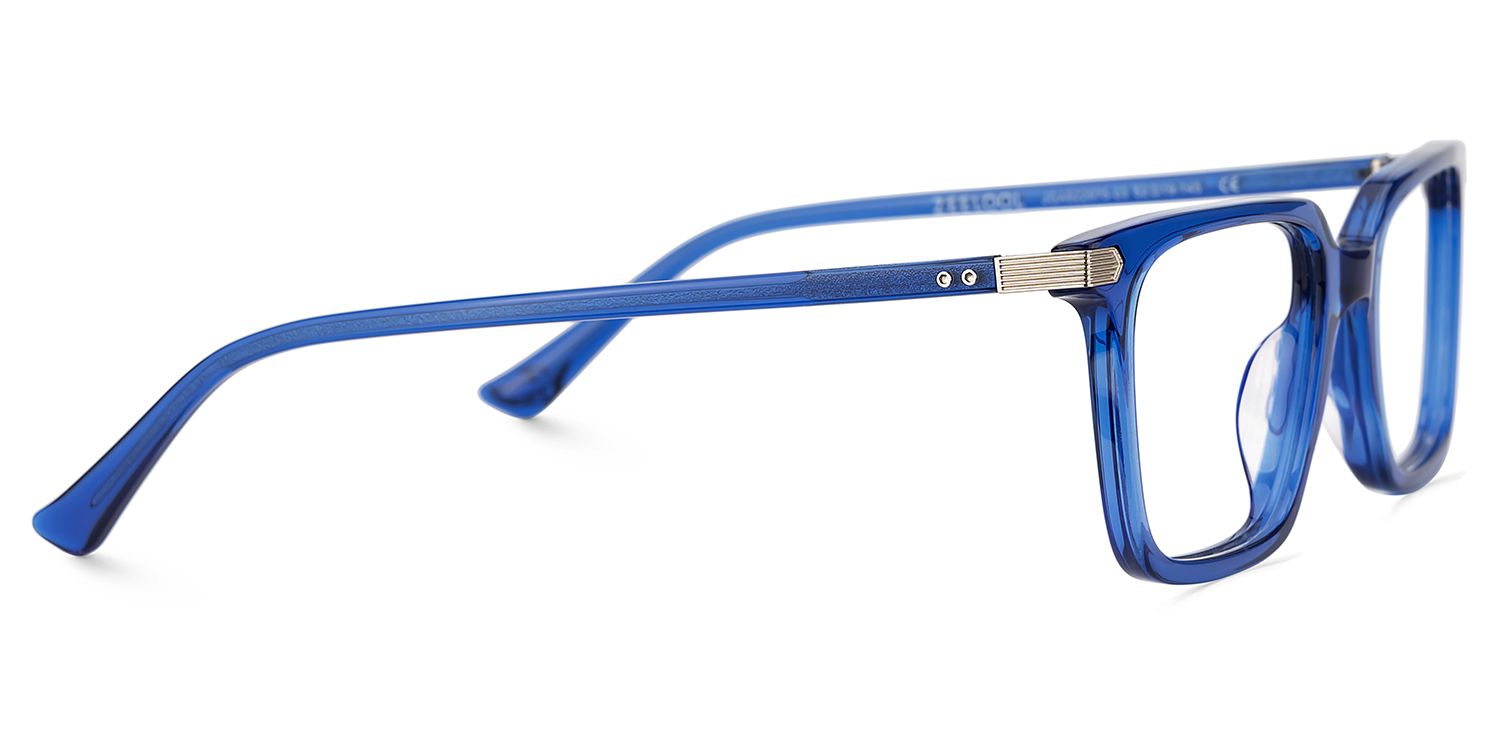 Thin Rectangle Glasses Frames in Blue Color
