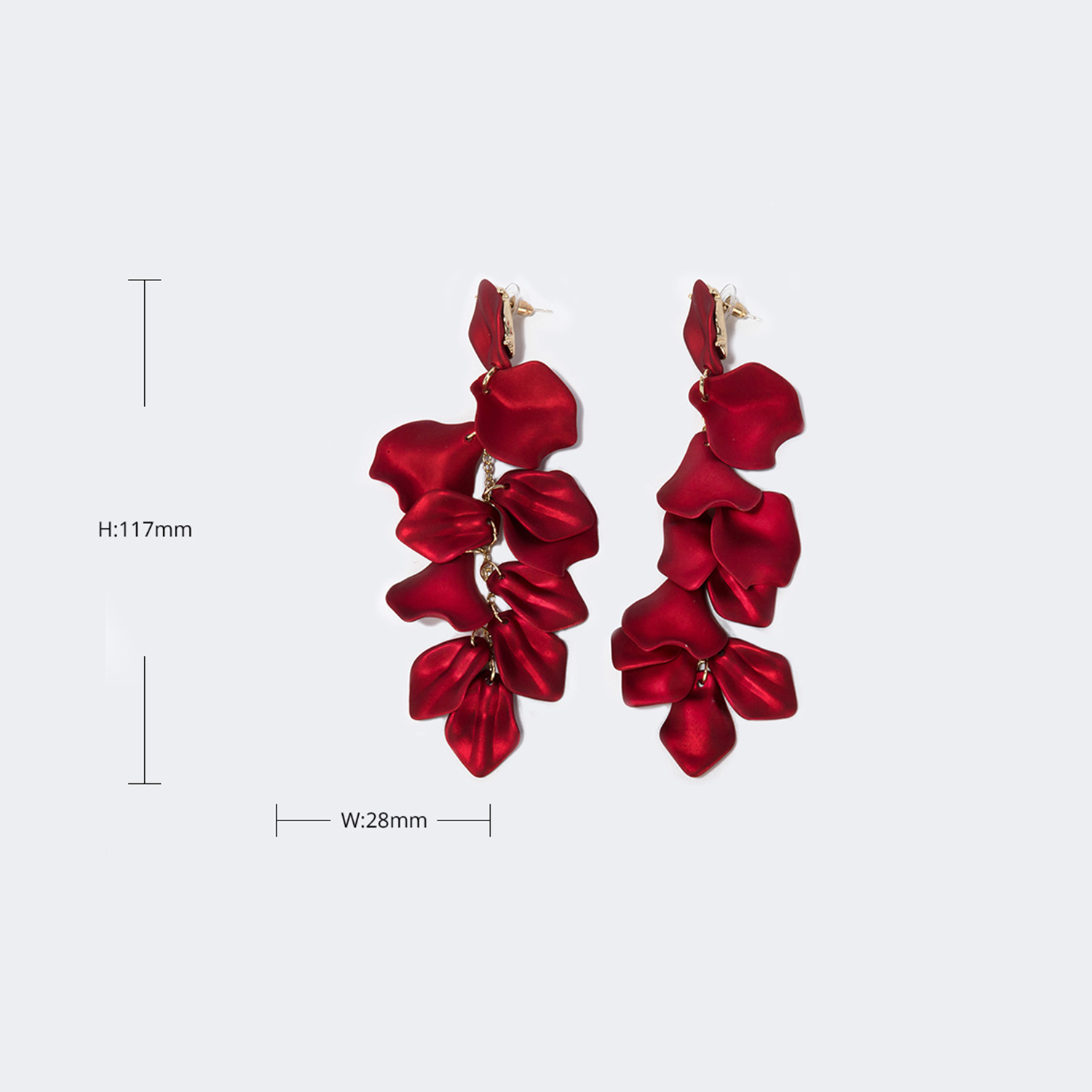 Stylish Exaggerated Rose Petal Red Earrings | ZEELOOL Canada